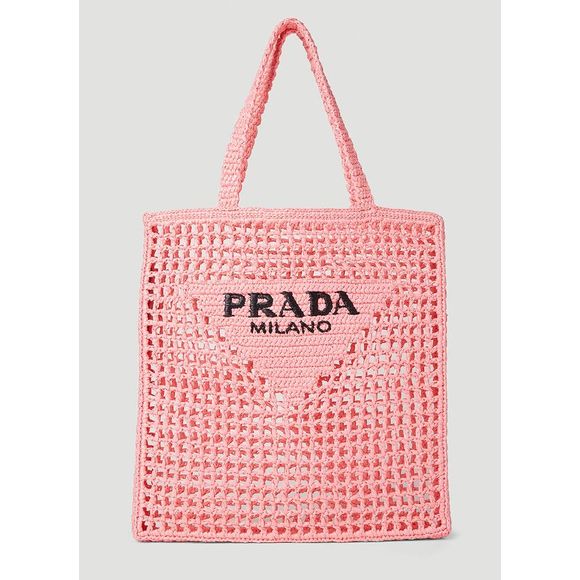 Prada | Bags | Prada Raffia Logo Tote Bag In Pink | Poshmark